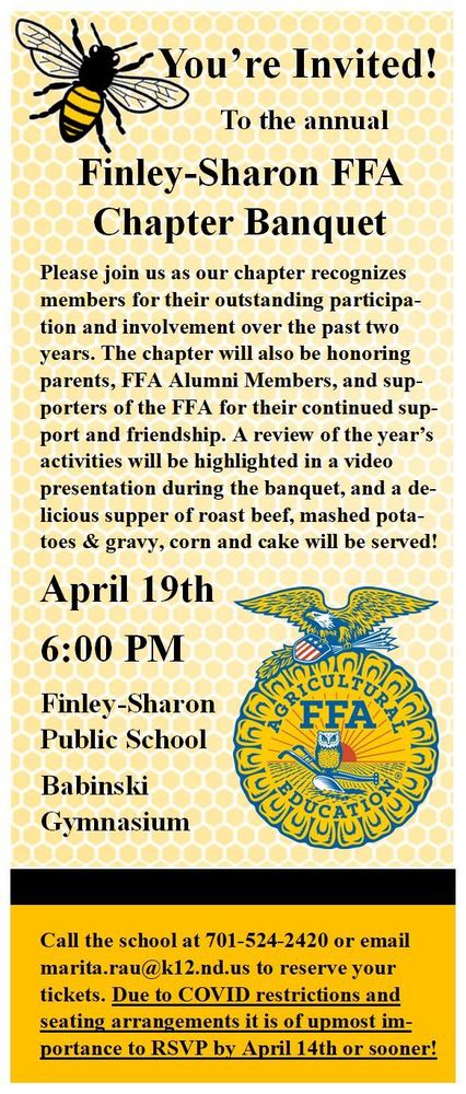 F-S FFA Banquet-April 19th! | Finley-Sharon Public School
